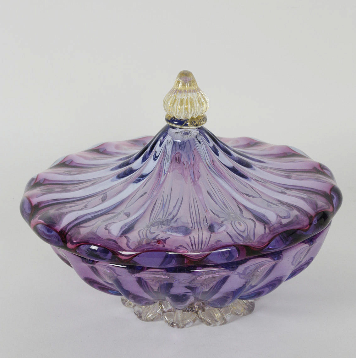 Venetian Covered Purple Glass Bowl - Venetian Hand Blown Lavender Glass ...